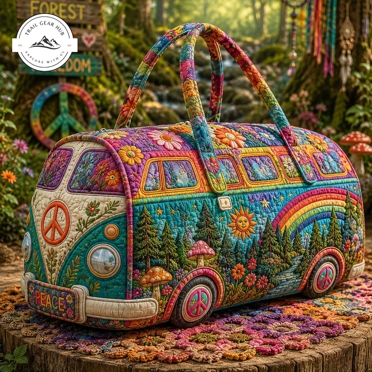 Hippie Peace Quilted Duffle Bag TP11 – Trail Gear Hub
